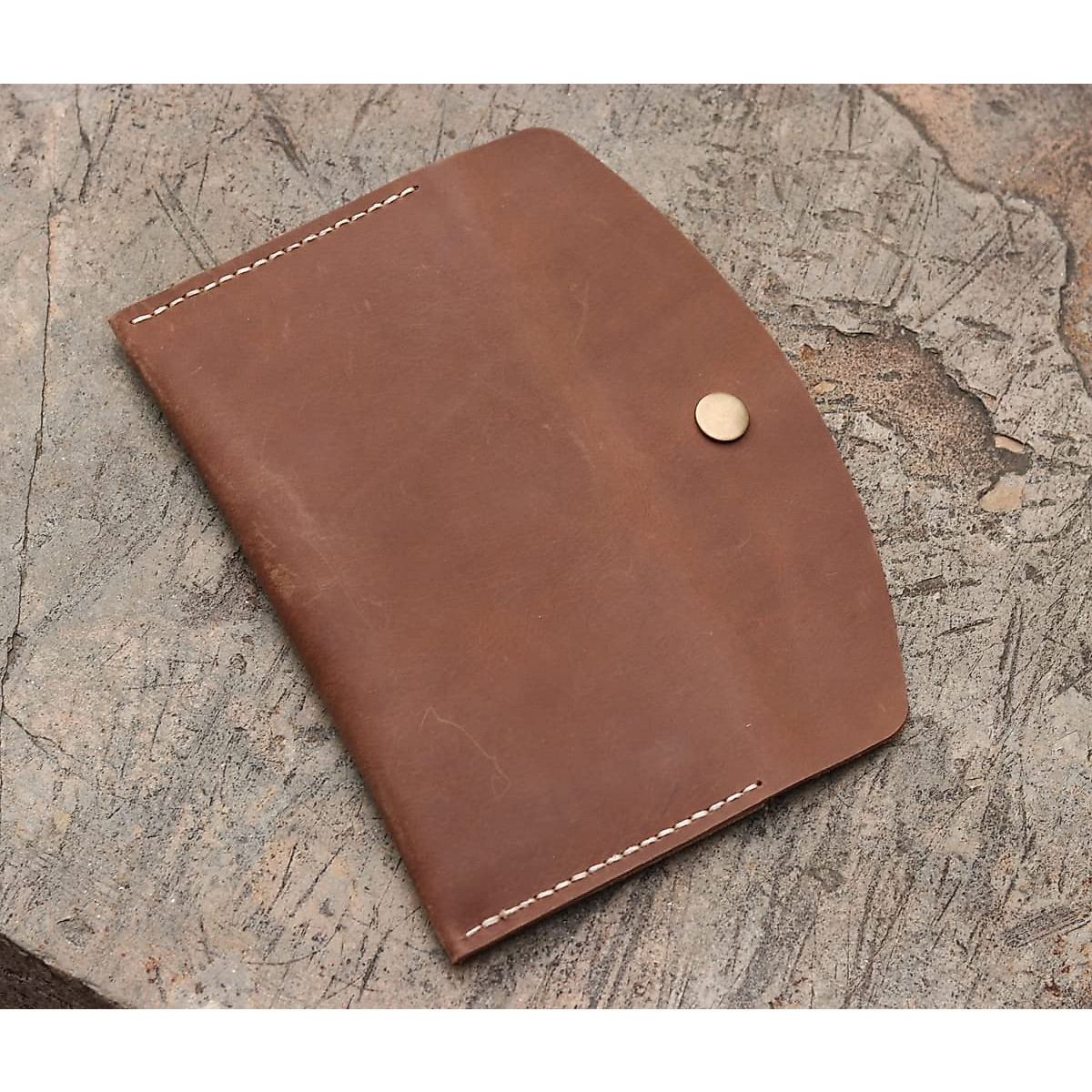 Handmade Leather Wallet with Card Slots, Coin Pocket, Large Capacity Long Envelope Wallet Tan Brown