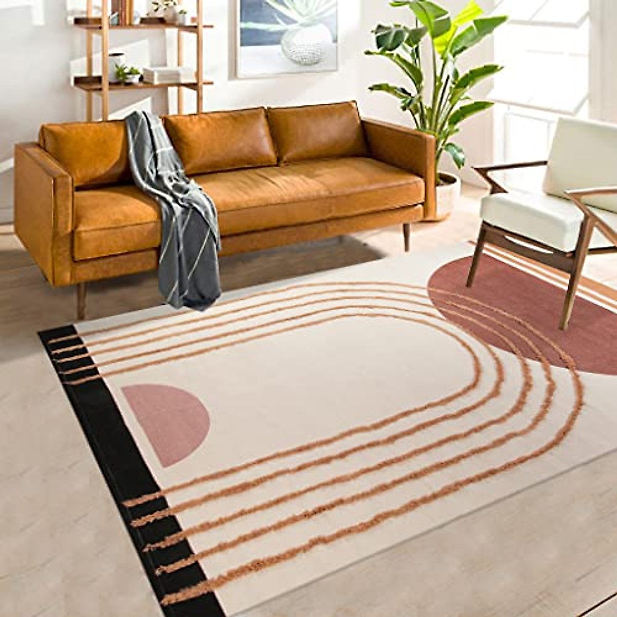 LEEVAN Boho Geometric Area Rug 4x6ft Farmhouse Rugs Washable Woven Living Room Floor Carpet Tribal Diamond Accent Rug for Bedroom Indoor Outdoor Bohemian Patio Rug Cotton Rugs for Living Room/Bedroom