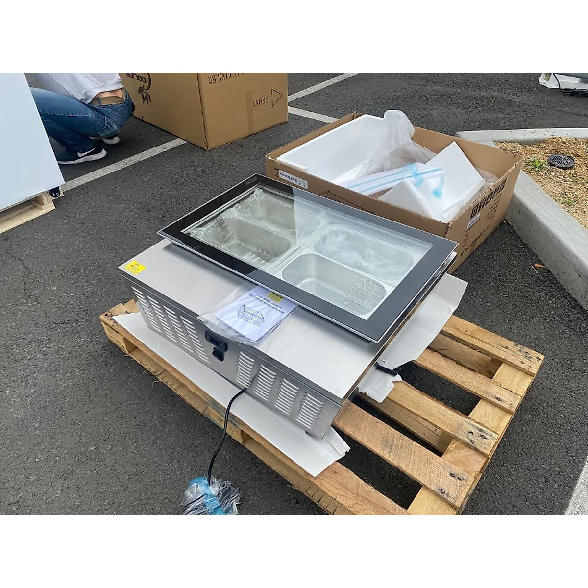 Gelato Freezer Display Case Dipping Cabinet Pan Ice cream Countertop White Frame 4 Pan DW-67L