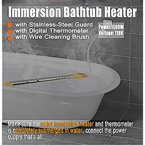 Lolicute 1500w Bucket Heater,Portable Electric Immersion Heater, Bathtub Heater Hot Water for Kitchen/Bathroom/Outdoor with Digital Thermometer