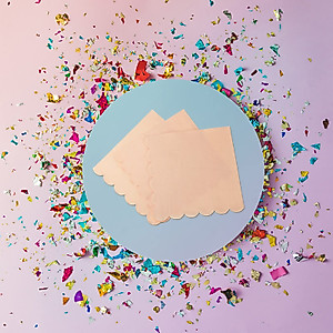 Ireer 100 Pcs Pink Napkins Disposable 5 x 5 Inch Scalloped Napkins Thick Paper Napkins Cocktail Luncheon Napkins for Tea Party Wedding Bridal Baby Shower Thanksgiving Christmas Dinner Birthday