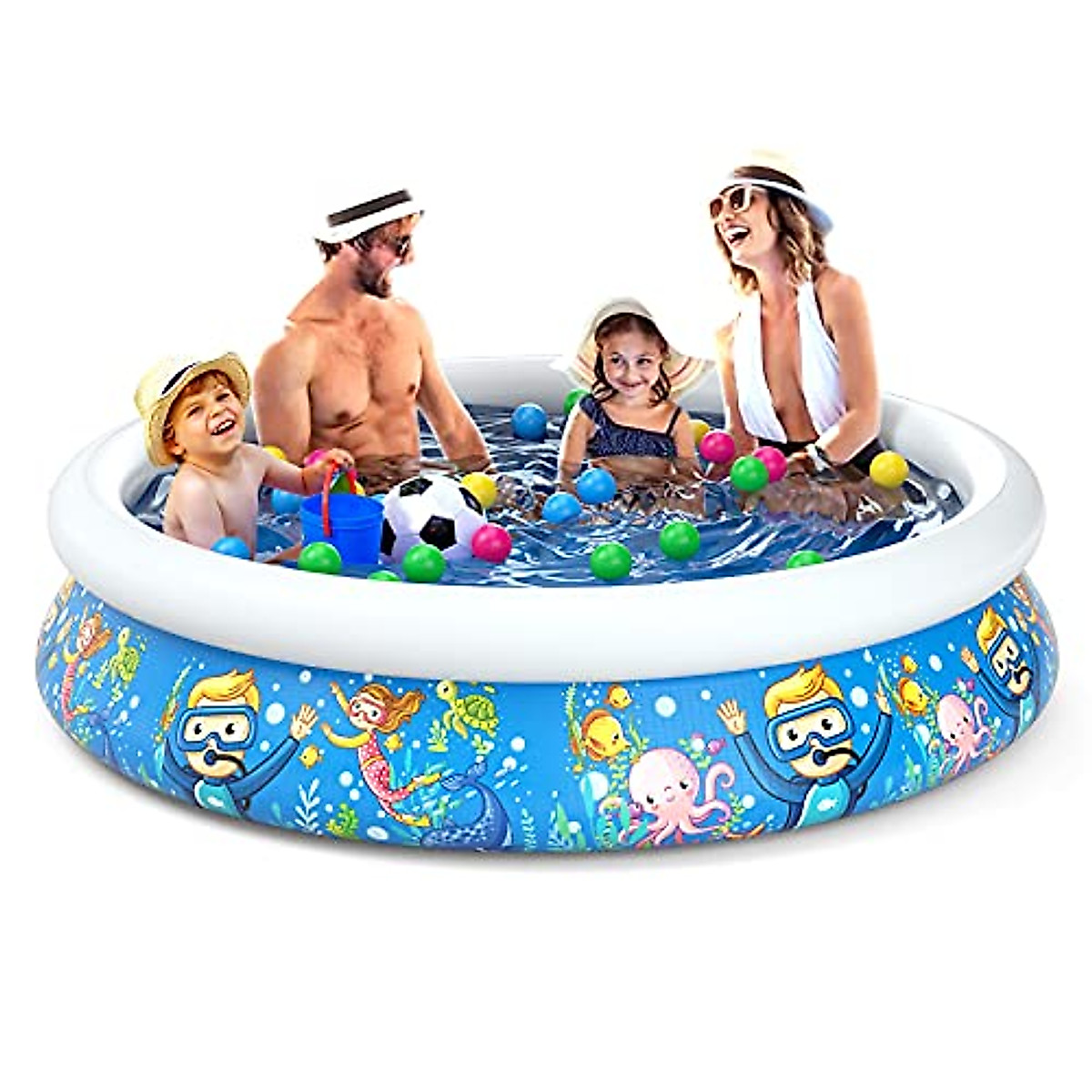 Jasonwell Inflatable Kids Kiddie Pool - Wading Pool for Toddler Durable Swimming Pool Family Above Ground Pool Summer Outside Round Pools for Children Adults Garden Backyard (80.7Wx18.5H)