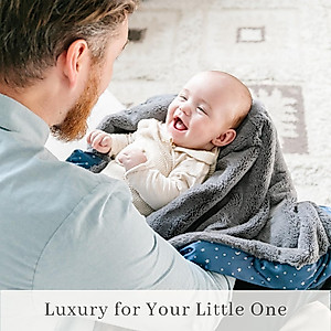 Saranoni Satin Back Receiving Blankets for Babies Super Soft Lush Luxury Baby Blanket (Gray Lush Navy Twinkle Star Satin Back, Receiving Blanket 30" x 40")