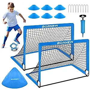 Kids Soccer Goal for Backyard Set - 2 Set 4X3 ft Toddler Soccer Nets Training Equipment, Soccer Ball, Pop Up Portable Soccer Set for Kids and Youth Games and Training Goals