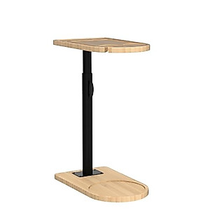 YUHFERA 360° Swivel Sofa Tray Table for Couch Arm - Height Adjustable End Table for Bed or Chair with Phone & Tablet Slots, TV Tray Table, Side Table Tray for Small Spaces（Bamboo）