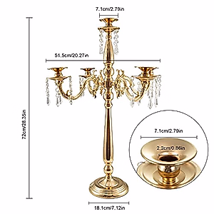 Vincidern Gold Candelabra Centerpiece, 5 Arm Candelabra Candle Holder for Wedding Dining Table Decor, Birthday Party, Christmas, Home Decor (28 Inch Tall)