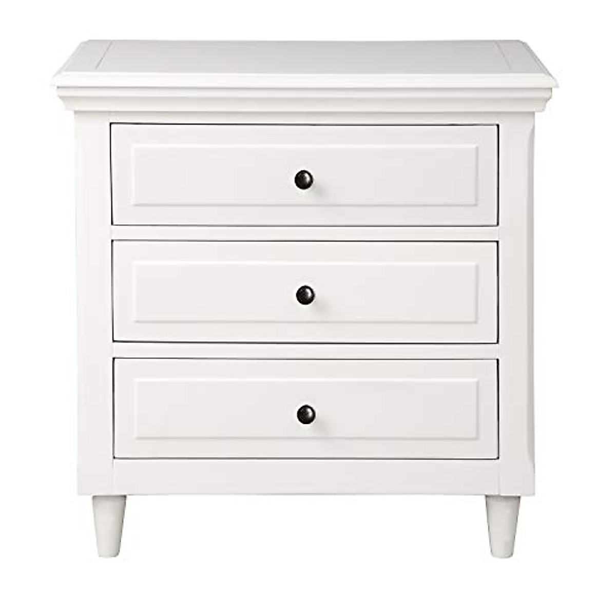 Knocbel 3-Drawer Night Stand, Solid Wood Bedside Nightstand Sofa Side End Table, Fully Assembled, 28.1" H x 27.9" W x 16.9" D (White)