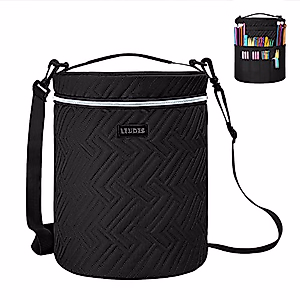 Yarn Bag,Leudes Crochet Tote Knitting Bag Water Resistant Yarn Storage Organizer Holder Case for Crochet Hooks Needles Knitting Kit for Beginners (Black)
