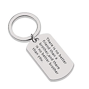 LZIYAN Lettering Tag Key Ring There is No Better Friend Than A Brother Keychain Stainless Steel Rectangle Pendant Key Chain,1#