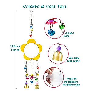 Woiworco 5 Packs Chicken Toys, Chicken Xylophone Toy for hens, Chicken Mirror Toys, Chicken Ladders Swing Toys and Vegetable Hanging Feeder Chicken Coop Accessories