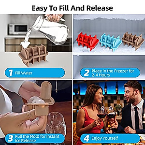 Tcamp 3 Pack Prank Silicone Ice Cube Trays for Bachelorette Party, Funny Ice Cube Molds for Chilling Cocktails Whiskey Tea Drinks, Christmas Gifts (Coffee, Red, Blue)