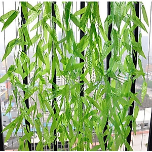 Artfen Fake Green Willow Rattan 71 Inch 10 Pcs Artificial Green Bamboo Leaves Artificial Greenery Lvy Vine Leaves Artificial Flower Garland for Home Hotel Office Wedding Party Garden Decor