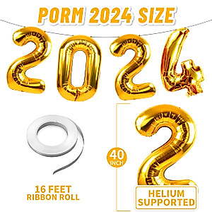 algpty Prom 2024 Balloons Gold 40 Inch Giant - Prom 2024 Decorations Decor for Prom 2024 Party Graduation Decorations Foil Mylar Prom 2024 Balloons Banner Sign for Prom Night Graduation Party
