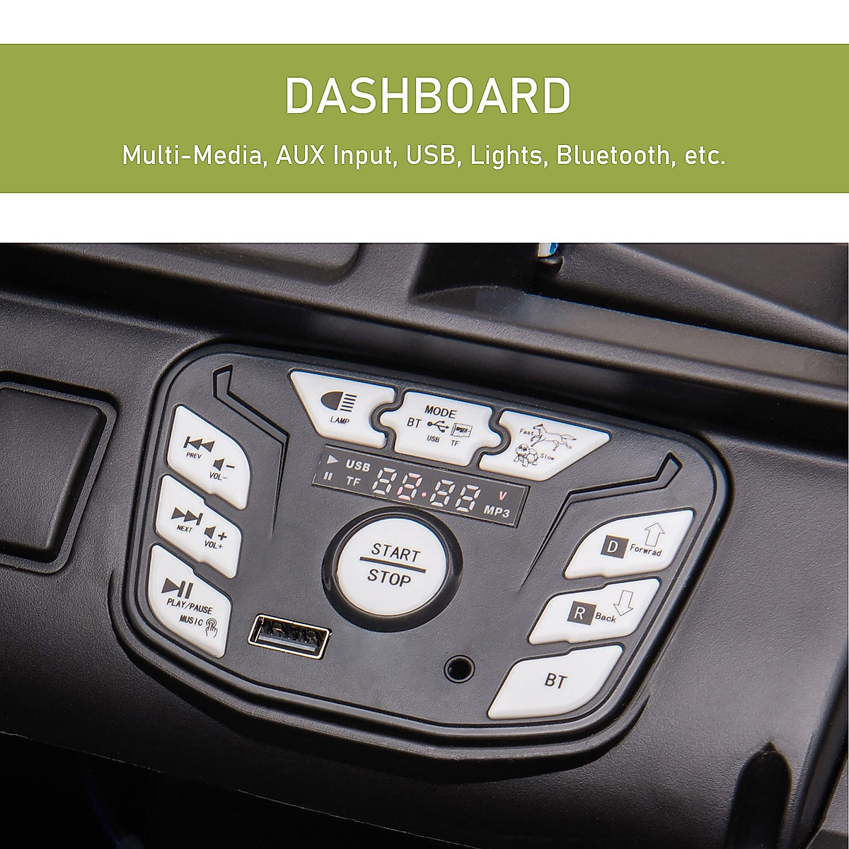 Aosom 12V Kids Ride On Car Electric Off-Road UTV Truck Toy with Parental Remote Control, Suspensions, USB, Bluetooth, 3 Speeds & 4 Motors, Camo Green