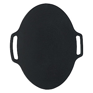 SPYMINNPOO Non Stick Grill Pan, Korean BBQ Grill Pan with Double Handle 6 Layer Coating Multifunctional Round Griddle for Gas Cooker (33cm/13.0in)