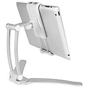 Macally 2-in-1 Kitchen Tablet Holder & Wall Mount iPad Stand / Under Cabinet Holder- Perfect for Recipe Reading on Countertop or Using on Office Desktop- Fits iPad Pro/Air Samsung Tab up to 7.5" Wide