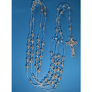 Wedding Lasso/Lasso para boda de Cristal fino Combinado con bola de rhigestone de 16 mm con Cristal Lasso Color Plata sin imagenes y Cruz catolica.