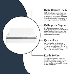 Nutan 10-inch Medium Firm with Eurotop Mattresses Provide Ultimate Comfortable and Relaxation, Complete Body Support, Maintain Correct Posture, White, Full XL