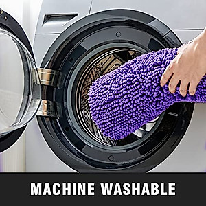 TECHMILLY Soft Fluffy Chenille Bathroom Rugs, Non Slip Absorbent Bath Mats for Bathroom, Washable and Quick Dry, Purple, 17" x 24"