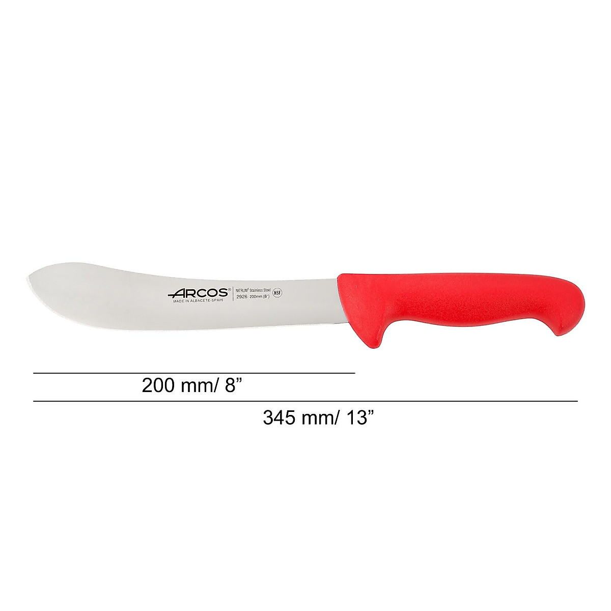 ARCOS Butcher Knife 8 Inch Stainless Steel. Professional Cooking Knife For Cutting Meat, Fish and Vegetables. Ergonomic Polyoxymethylene Handle and 200mm Blade. Series 2900. Color Blue