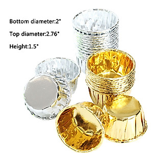 Gold Foil Metallic Paper Baking Cups Muffin Cups Cupcake Liners 50-Count Cake Baking Cups for Birthday, Wedding, Party (Gold)