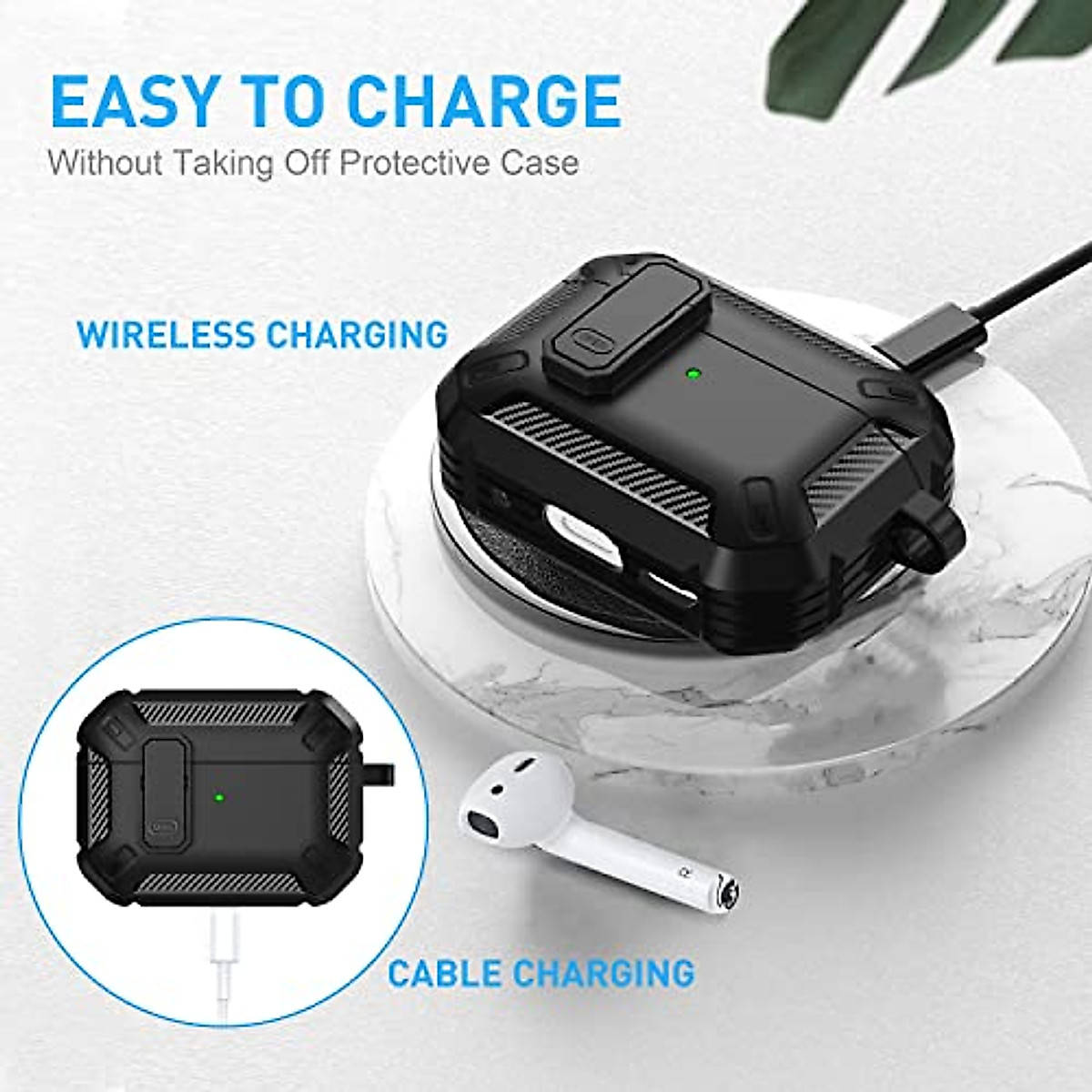 Maxjoy Airpods Pro 2nd Generation/1st Generation Case Cover with Lock, AirPods Pro 2 Protective Case Shockproof Cover with Keychain Compatible with Apple Airpods Pro 2 2023 2022/ Pro 2019, Black