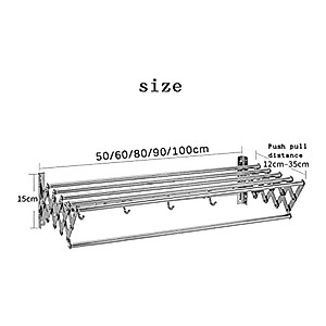XMCX Extendable Folding Drying Rack Wall Mounted Laundry Dryer Clothes Airer Bath Towel Rack Huge Capacity Bathroom Bar Space Saver Away Racks Easy Storage (Size : 90cm/35.4in)