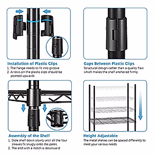 VIPEK V2 Garment Rack Metal Clothing Rack for Hanging Clothes, 4 Tiers Wire Shelving Clothes Rack with 3 Hanging Rods, Free Standing Closet Wardrobe, 45" Lx16.5 Wx76.4 H, Max Load 600LBS, Black