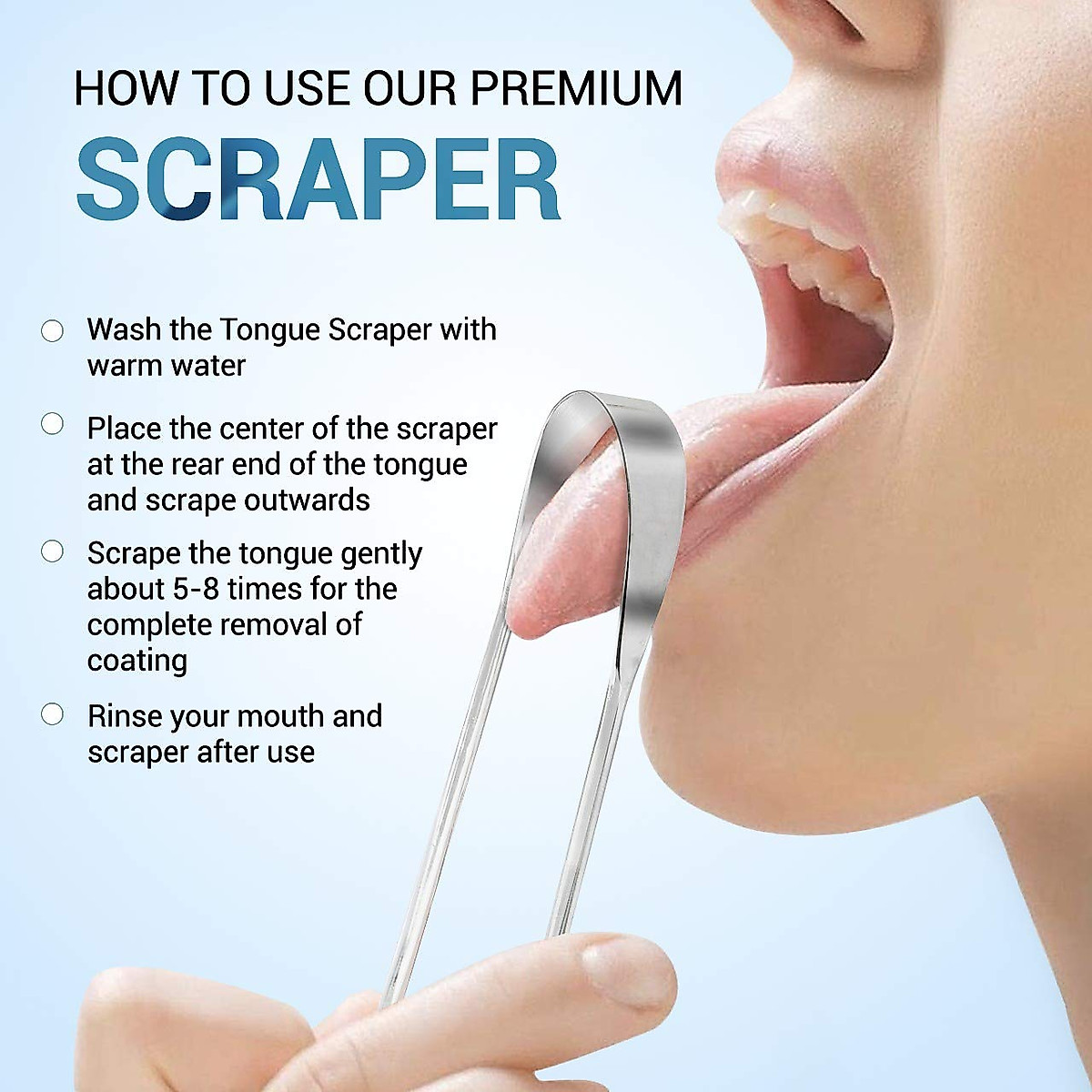 AVOOLI Tongue Scraper UK Pack of 2-100% Stainless Steel Tongue Scrapers for Adults Tongue Care Tool - Best Metal Tongue Cleaner and Toungescraper for Adults Oral Hygiene Kit