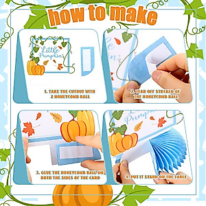 Liliful 12 Pcs Fall Pumpkin Honeycomb Centerpieces Little Pumpkin Party Decorations for Boy Girl Thanksgiving Fall Gender Reveal Baby Shower Autumn Harvest Birthday Party Supplies(Blue)