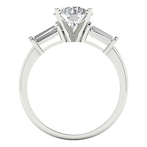 2.0 Ct Brilliant Round Cut Clear Simulated Diamond 14K White Gold Three Stone Engagement Promise Bridal Ring Size 5
