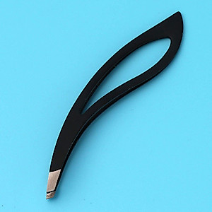 Gaweb Tweezers, Curve Stainless Steel Hollowed Leaf Eyebrow Tweezer Women Hair Remove Clip Tool - Black, A, (1220459-Gaweb1)