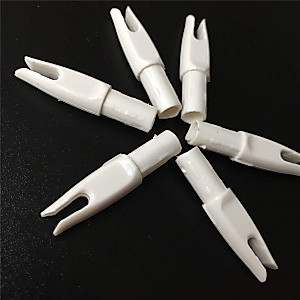 Letszhu Archery Arrows Nocks 6.20mm/.244" Inside Diameter Plastic Insert Tail for Hunting Target Shooting (White)