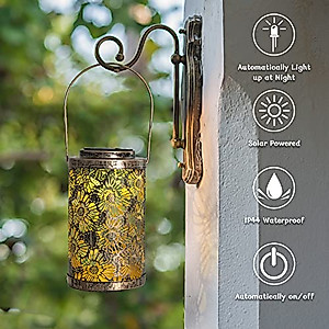 Solar Lanterns Outdoor Hanging Solar Lights Metal LED Decorative Garden,Patio,Courtyard,Lawn,Yard,Pathway with Hollowed-Out Design