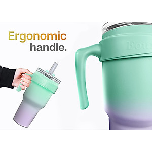 Four Leaf TrustyMate 40 Oz Tumbler with Handle and Built-In Straw Lid, Insulated Leak Proof Stainless Steel Tumbler (Mermaid)