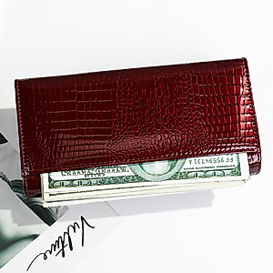 GHUHUALX Women's Wallet Long Leather Purse Credit Card Ladies Casual Wallet Fashion Clutch