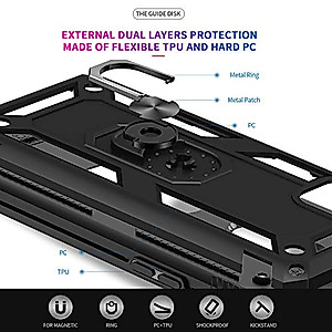 LeYi for Samsung A51 Case, Samsung Galaxy A51 Case with [2 Pack] Tempered Glass Screen Protector, [Military-Grade] Protective Phone Case with Ring Kickstand for Samsung A51 (Not Fit A51 5G), Black