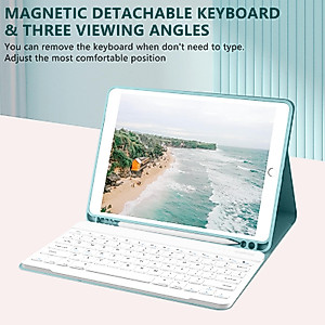 for iPad 9th Gen 2021 Case with Keyboard 10.2 inch, for iPad 8th Gen 2020/7th Gen 2019/Air 3/Pro 10.5 Keyboard Case, Detachable Wireless Bluetooth Keyboard with Pencil Holder for iPad 2021 9th