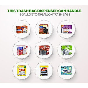 Trash Bag Dispenser – Extra Large Garbage Bag Roll Holder Storage Under Sink - Kitchen Bag Container Organizer - Includes Set of 4 Magnetic Clips