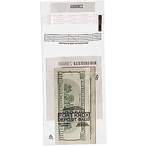 BankSupplies Cash Strap Bags | Case of 1000 Bags | 5 x 9 | Cash & Pawn | Tamper Evident Seal | Easy to Scan Barcode & Tear Off Receipt | For Internal Transfers