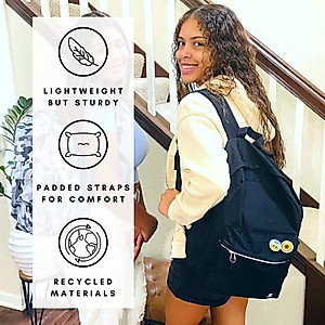 Fenrici Holiday Gift - Black Backpack for Girls, Boys, Teens, Kids' School Backpack, Kids' Bookbags with Padded Laptop Compartment, Black, 17 Inch