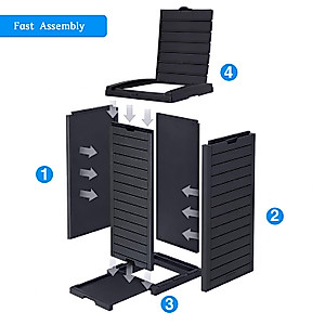 PatioZen 31 Gallon Outdoor Trash Can, Waterproof Trash Can Cabinet for Outside, Resin Garbage Bin with Lid and Drip Tray for Easy Cleaning for Patios, Kitchens, and Outdoor Entertaining（Black）