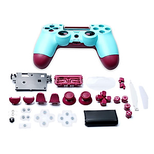HUAYUWA Plastic Game Controller Housing Case with Buttons Replacement Set Fits for PlayStation 4 Slim 4.0 JDM-040 (V1 Version), Berry Blue