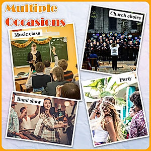 Reginary 8 Pcs Tambourine for Adults Handheld Wood Tambourine 4 Size Single Row Metal Jingles Tambourine Musical Educational Tambourine Gift Rhythm Percussion Instrument for Church Party KTV (Natural)