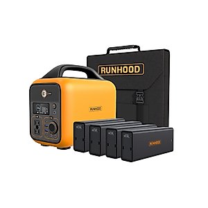 Runhood Solar Generator Rallye 600 Plus, 1296Wh Power Station With Solar Panel & 4 Hot Swappable Batteries, 110V/600W AC Outlet for Outdoors Camping, Home Use, Emergency, CPAP