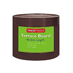 TABOR TOOLS Terrace Board, Landscape Edging Coil, Grass Barrier, Bender Board, Garden Liner, 1/10" = 0.1" Inch Thickness, 5 Inch High. ES33. (Brown, 20 FT)