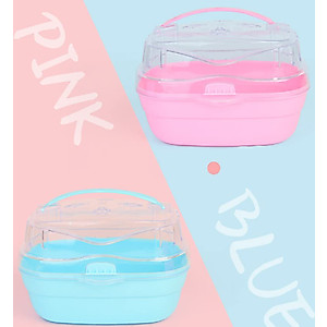 Portable Carrier Hamster Carry Case Cage with Water Bottle Travel&Outdoor for Hamster Small Animals (Blue)