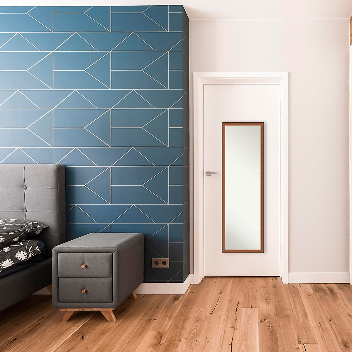 Amanti Art Bronze Full Length Mirror for Door, 50x16 Two Tone Bronze Copper Tall Wall Mirror Full Length, Mounted to Door or Closet Wall with no Visible Brackets, Modern Contemporary Wood Frame