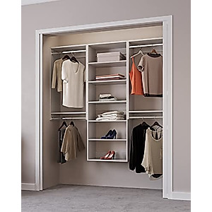 Closet Kit with Hanging Rods & Shelves - Corner Closet System - Closet Shelves - Closet Organizers and Storage Shelves (White, 87 inches Wide) Closet Shelving