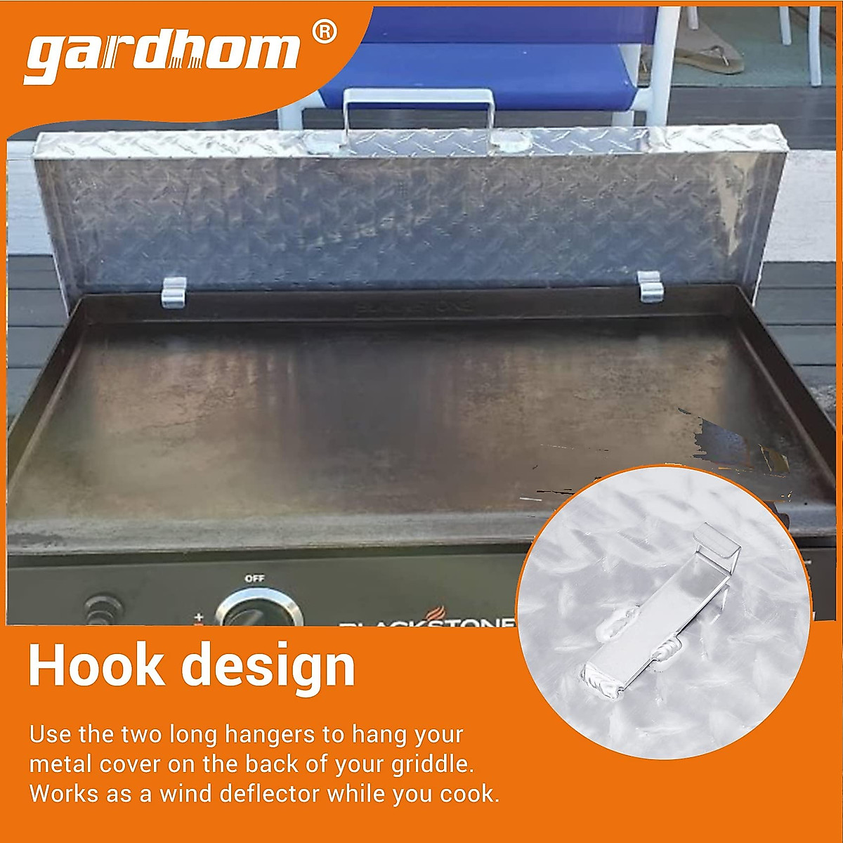 Griddle Cover 28Inch, gardhom Aluminum Hard Top Lid with Handle Outdoor BBQ Hood Lightweight Durable for 28” Blackstone Grill Cover